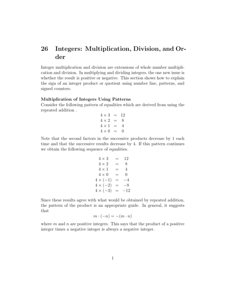26 Integers Multiplication Division And Or
