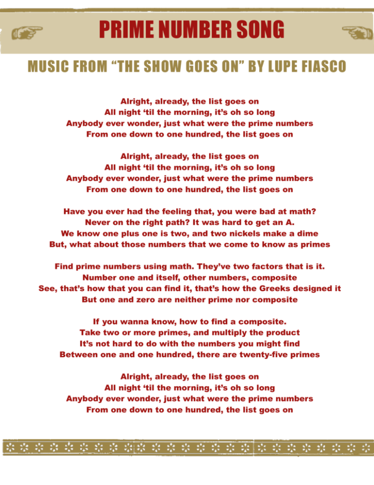 Prime Number Song Prime Number Song