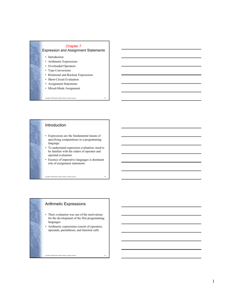 Introduction Arithmetic Expressions