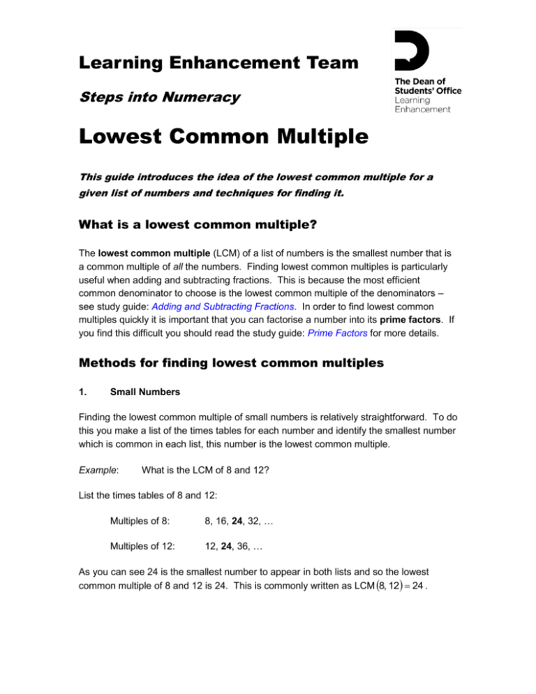 Lowest Common Multiple Portal