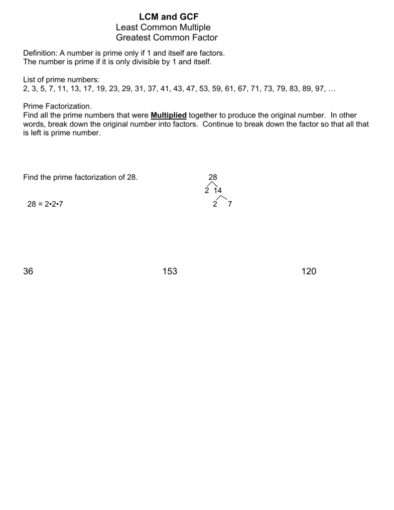LCM And GCF Least Common Multiple Greatest Common Factor 36 LCM And GCF Least Common Multiple Greatest Common Factor 36