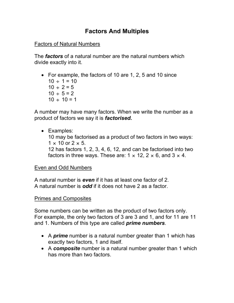 Factors And Multiples