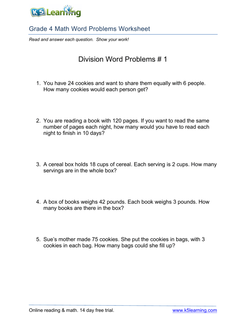 Division Word Problems 1