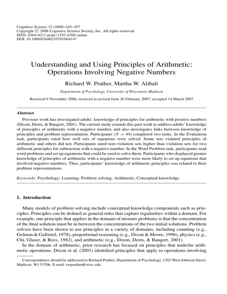 Understanding And Using Principles Of Arithmetic Operations