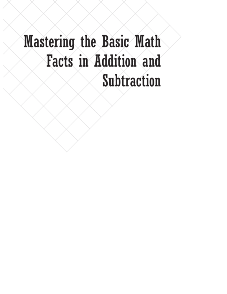 Mastering The Basic Math Facts In Addition And