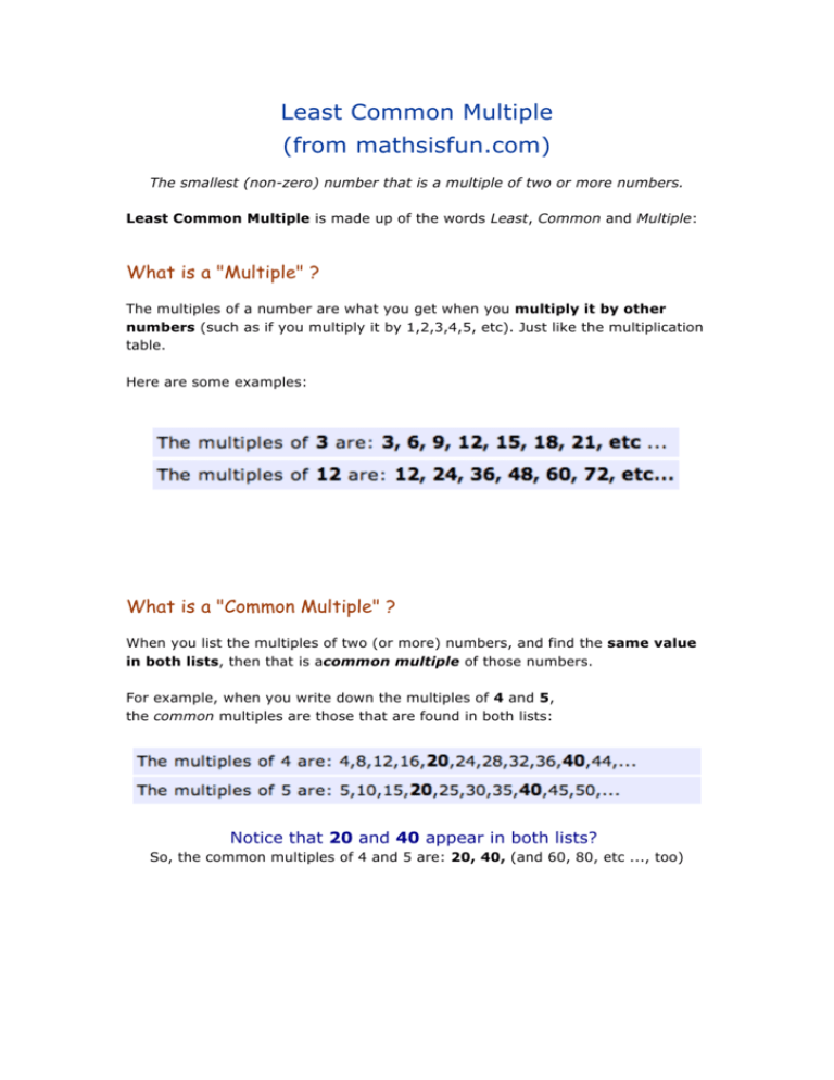Least Common Multiple from Mathsisfun 