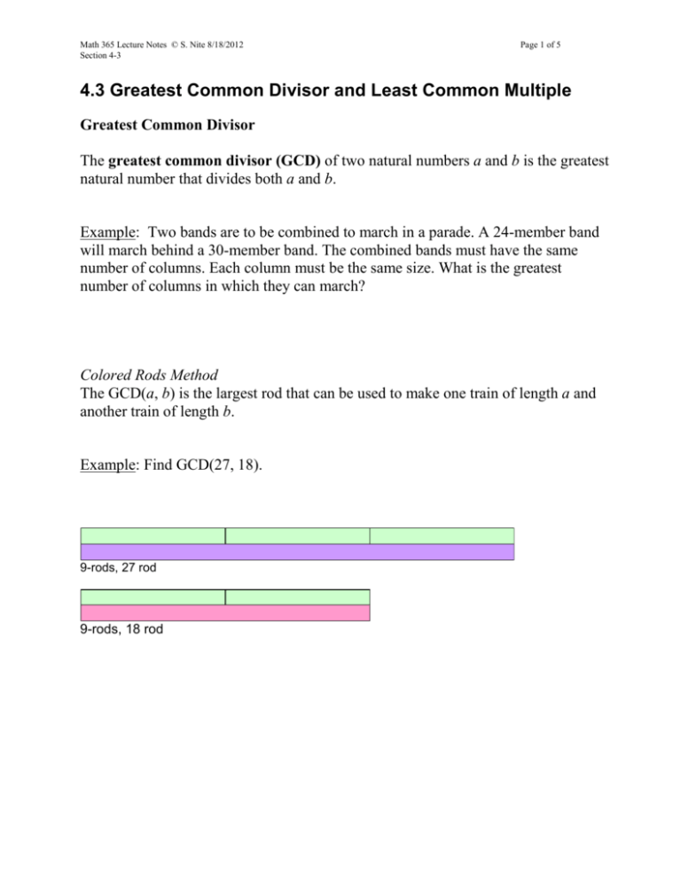 4 3 Greatest Common Divisor And Least Common Multiple