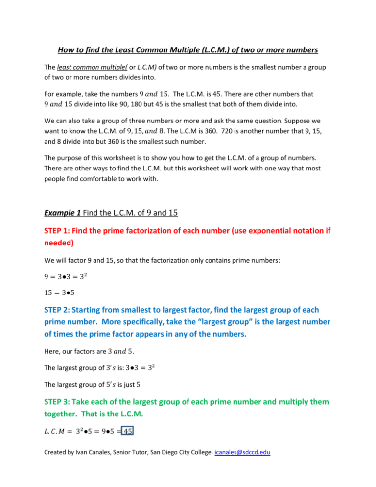 How To Find The Least Common Multiple