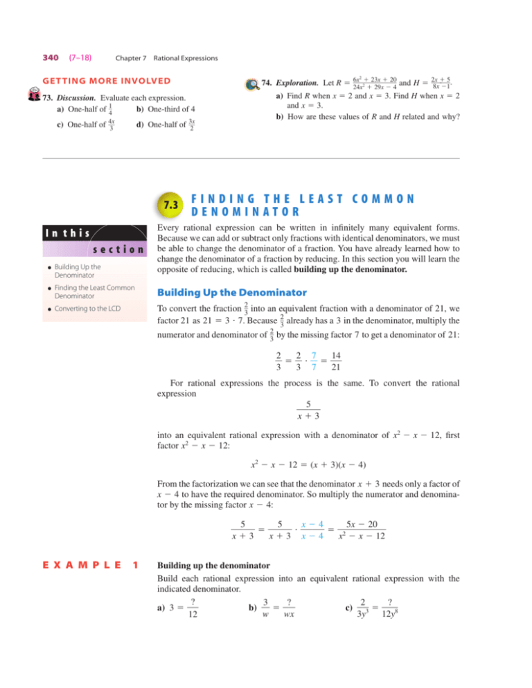 Finding The Least Common Denominator