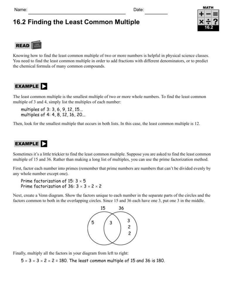 16 2 Finding The Least Common Multiple