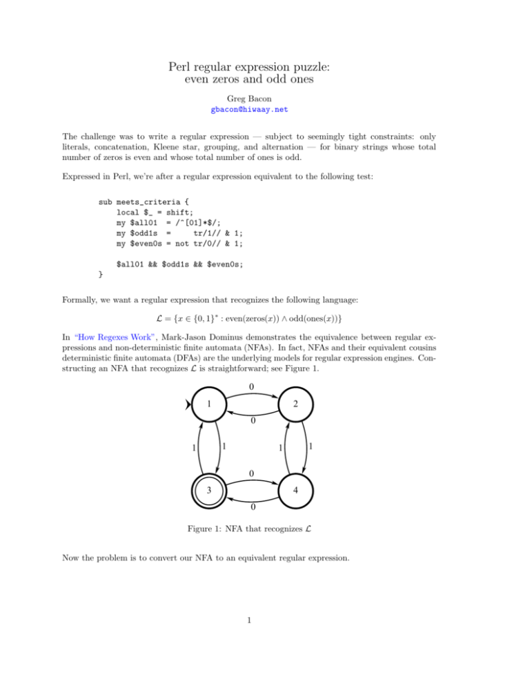 Perl Regular Expression Puzzle Even Zeros And Odd Ones
