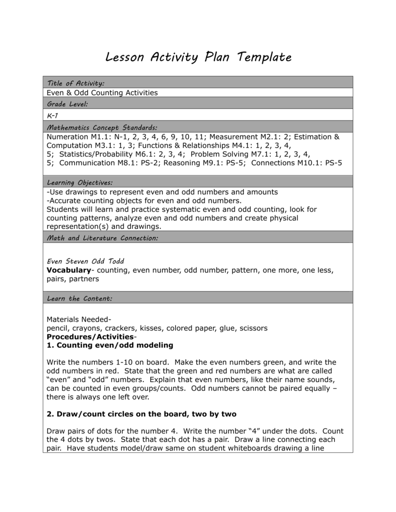 Lesson Activity Plan Template