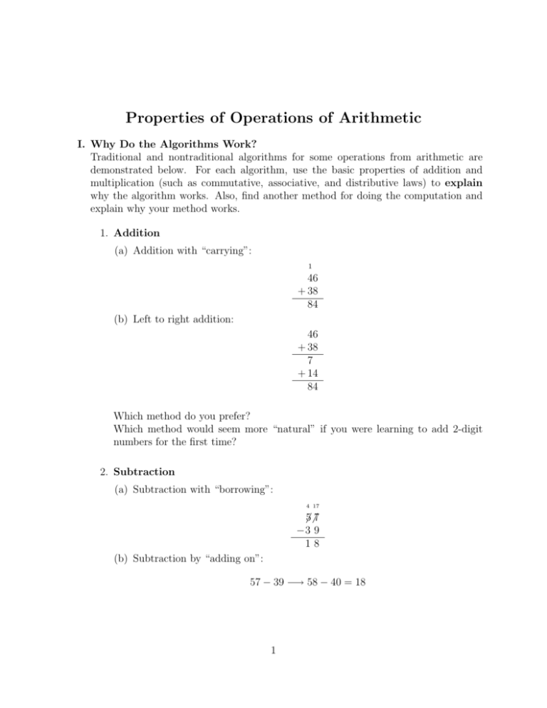 Properties Of Operations Of Arithmetic