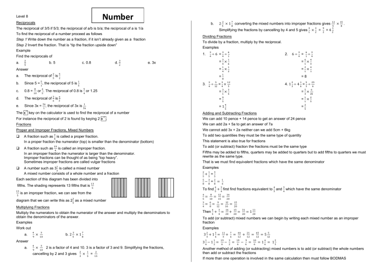 Number Level 8 Crawshaw Academy