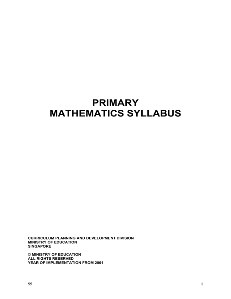 Primary Mathematics Syllabus