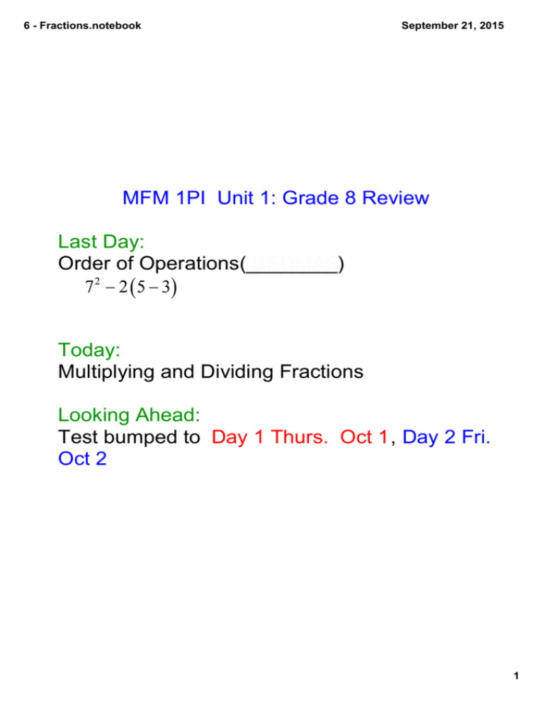 6 Fractions notebook