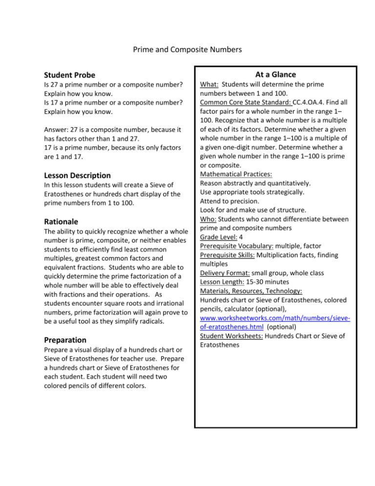 Prime And Composite Numbers Prime And Composite Numbers