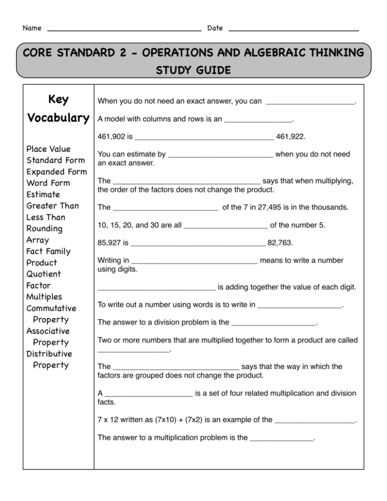 Core Standard 2 Study Guide