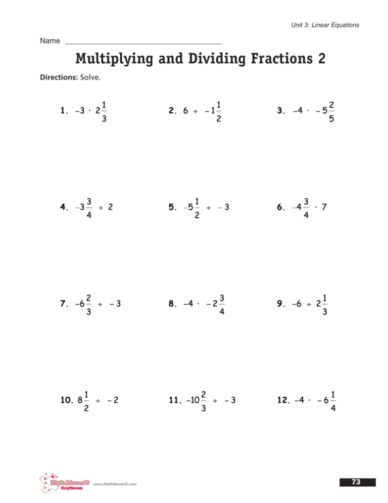 Dividing Whole Numbers By Unit Fractions 11 10 Answer Key Roger Brent