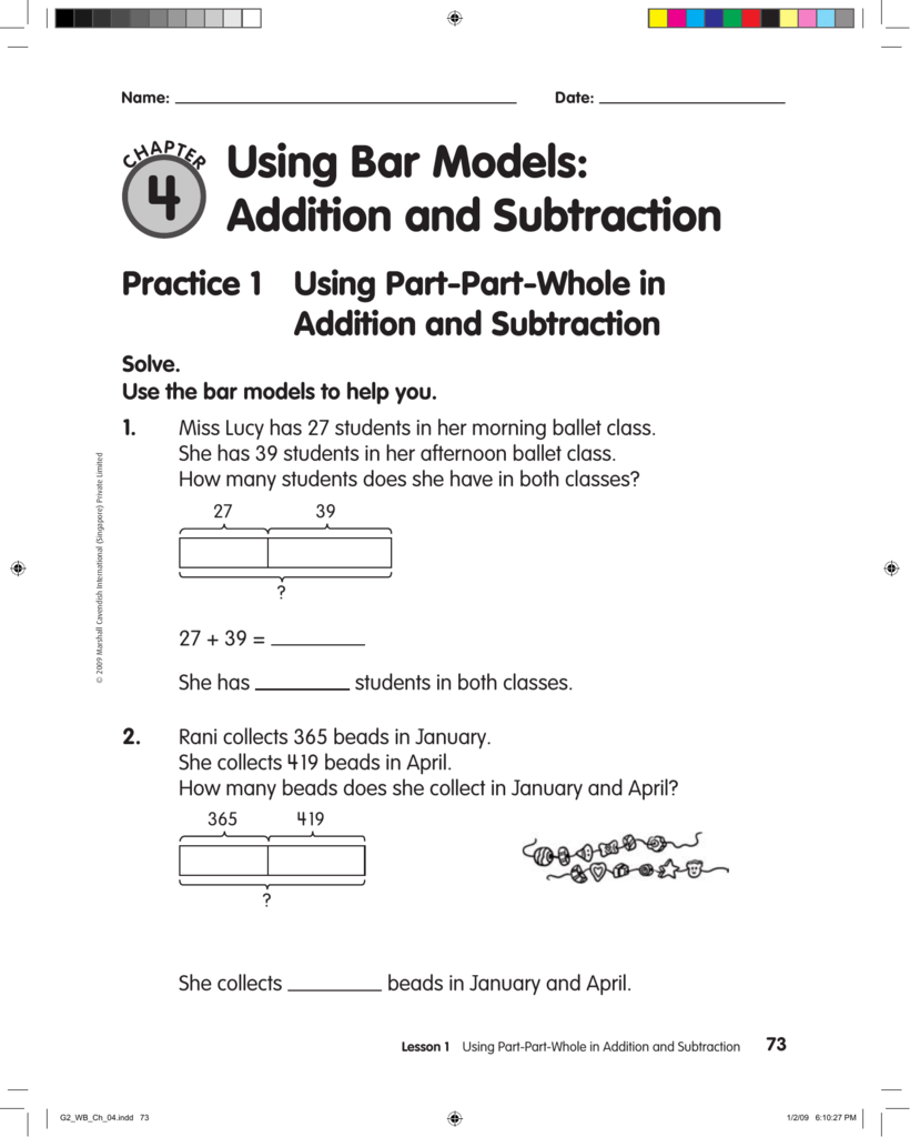 Using Bar Models Addition And Subtraction