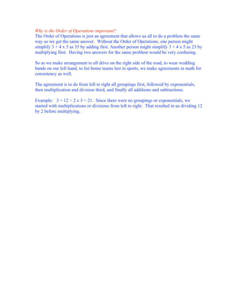 Why Is The Order Of Operations Important The Order