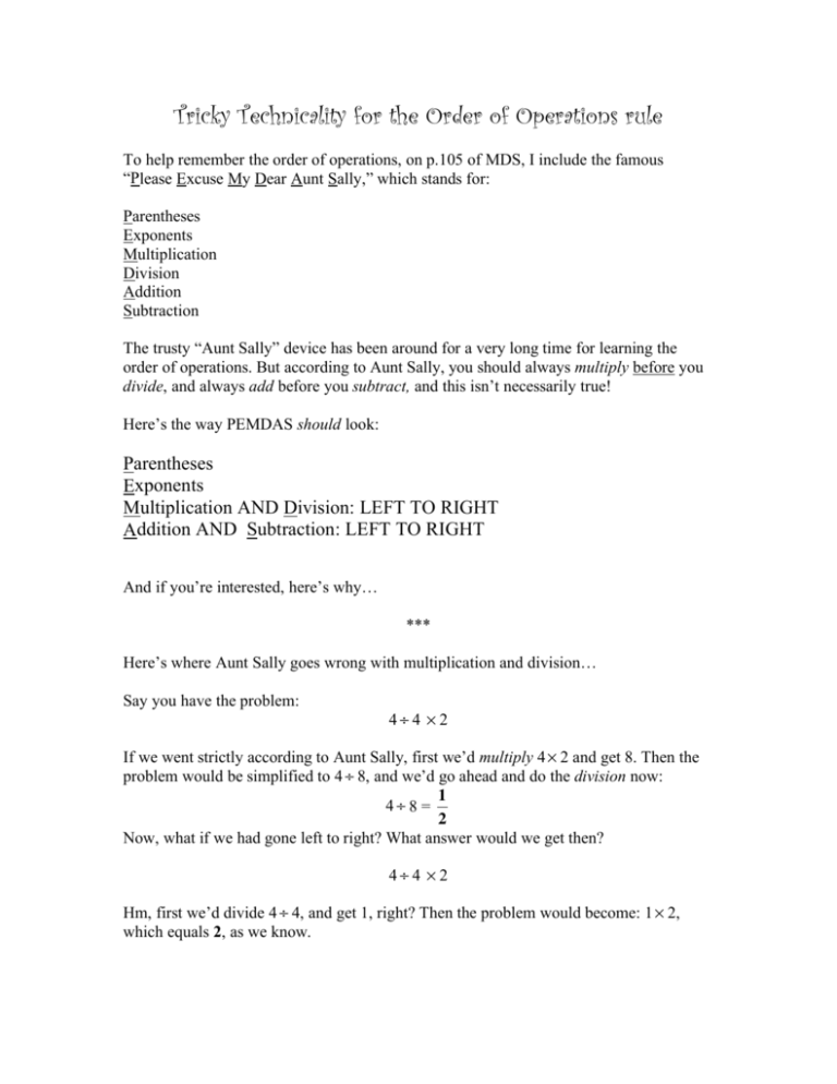 Tricky Technicality For The Order Of Operations Rule