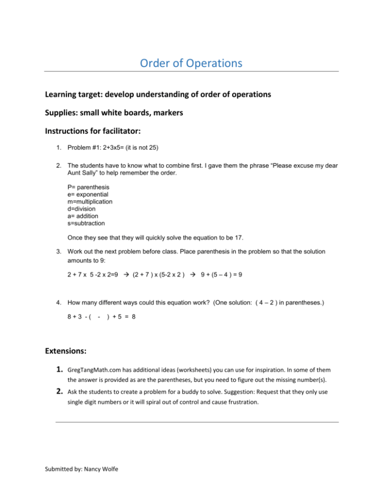 Order Of Operations