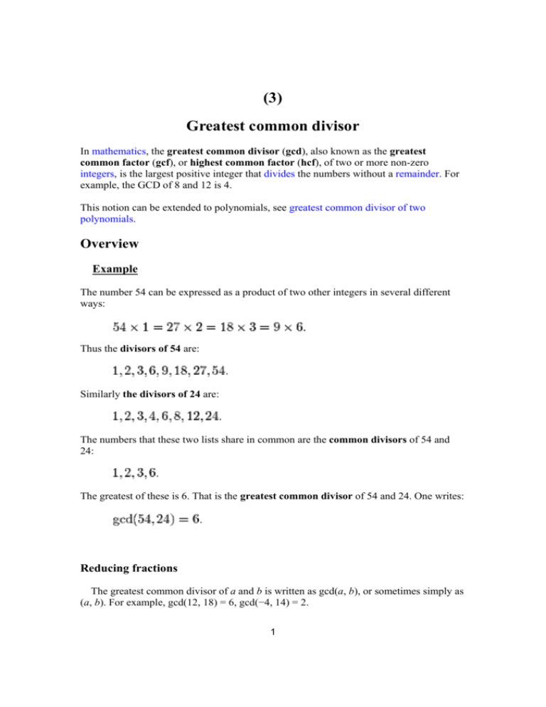  3 Greatest Common Divisor
