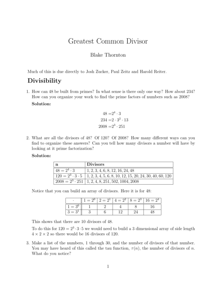 Greatest Common Divisor