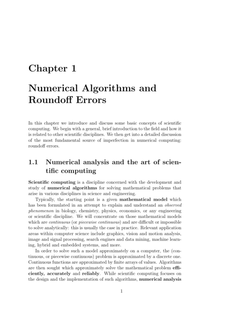 Chapter 1 Numerical Algorithms And Roundoff Errors