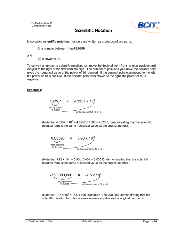 Scientific Notation Scientific Notation