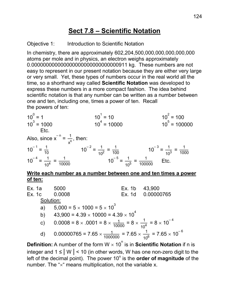 Sect 7 8 Scientific Notation