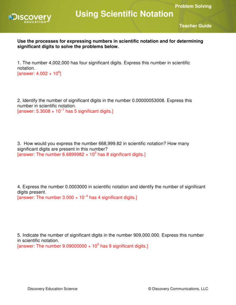 Using Scientific Notation