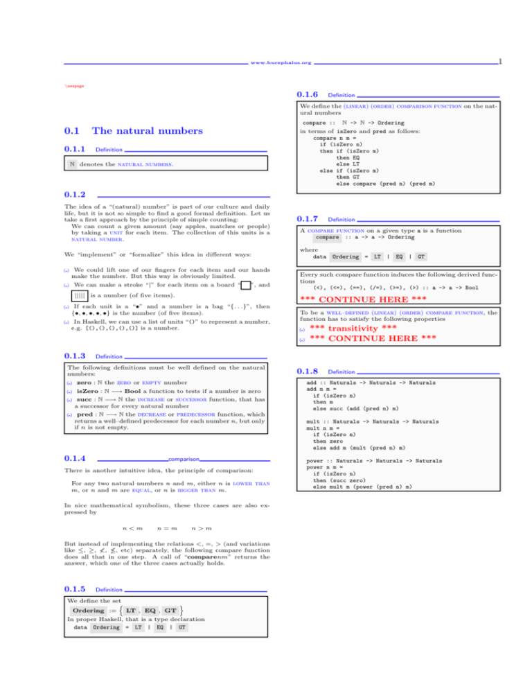 0 1 The Natural Numbers