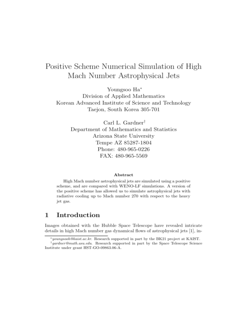 Positive Scheme Numerical Simulation Of High Mach Number Positive Scheme Numerical Simulation Of High Mach Number