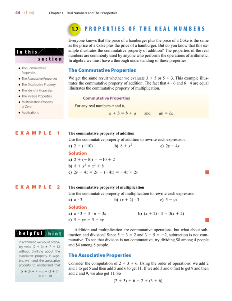 1 7 Properties Of The Real Numbers