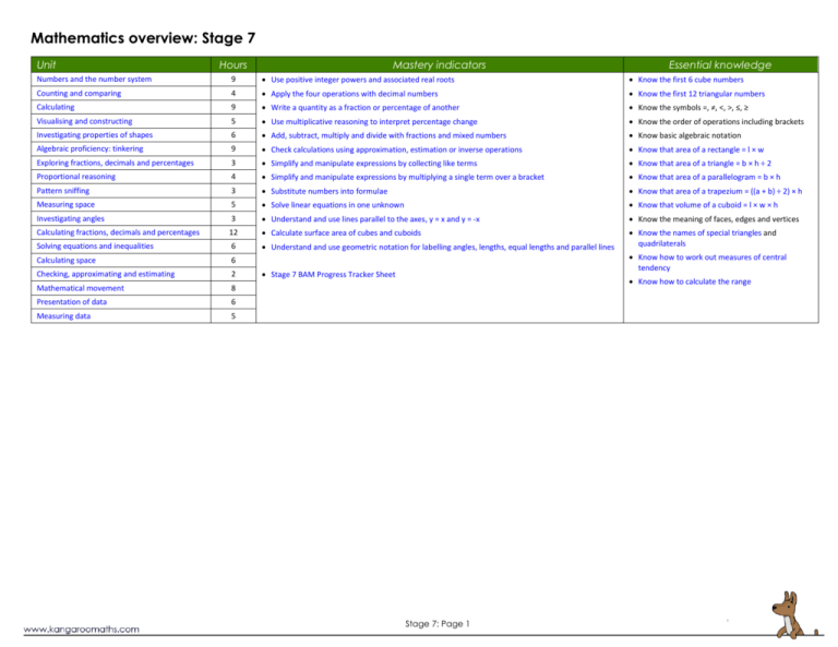 Mathematics Overview Stage 7