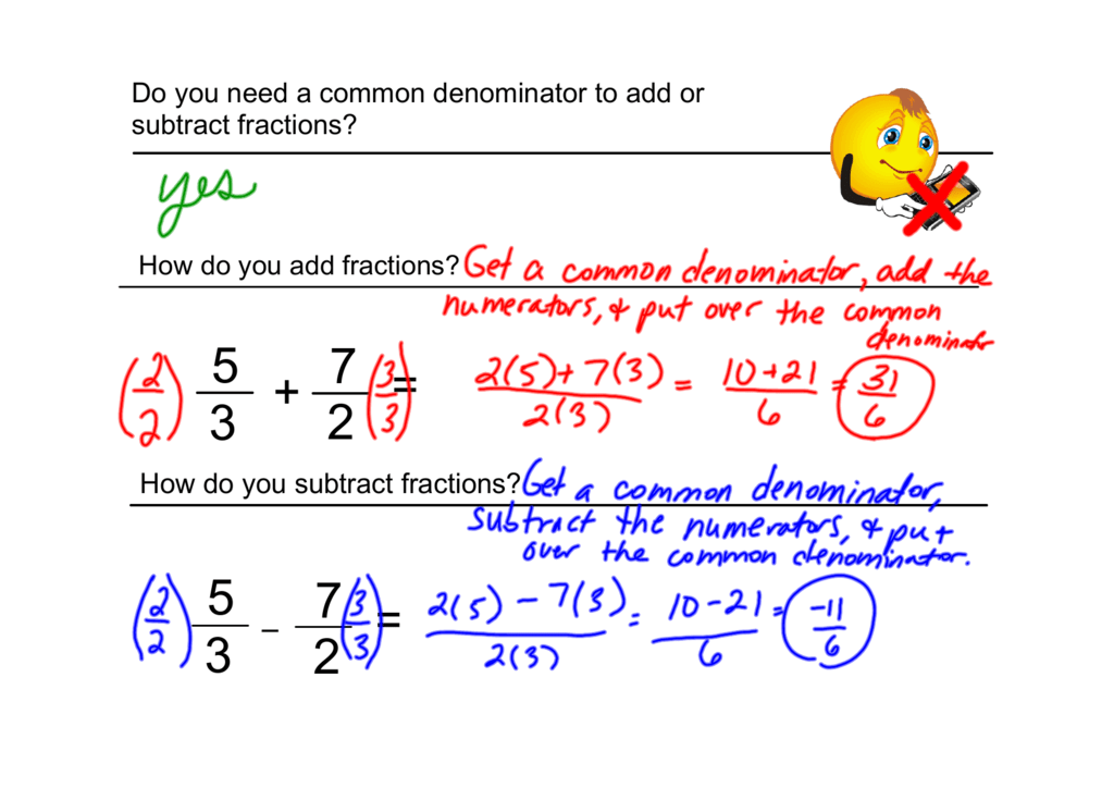 Do You Need A Common Denominator To Add Or Subtract Fractions 
