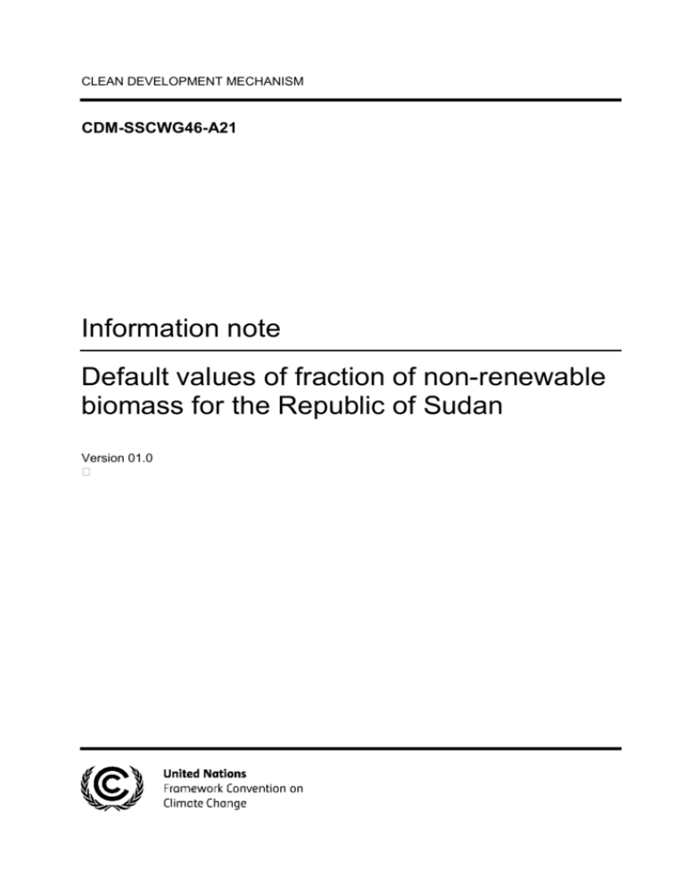 Information Note Default Values Of Fraction Of Non CDM