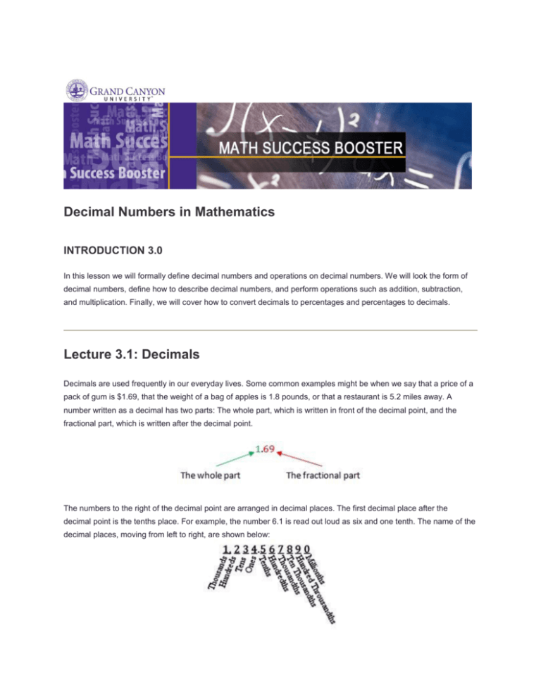 Decimal Numbers In Mathematics Lecture 3 1