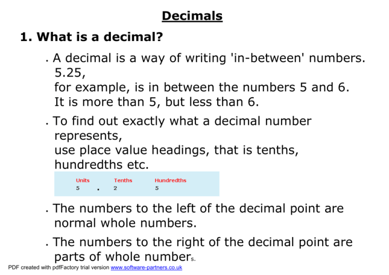 Decimal Facts