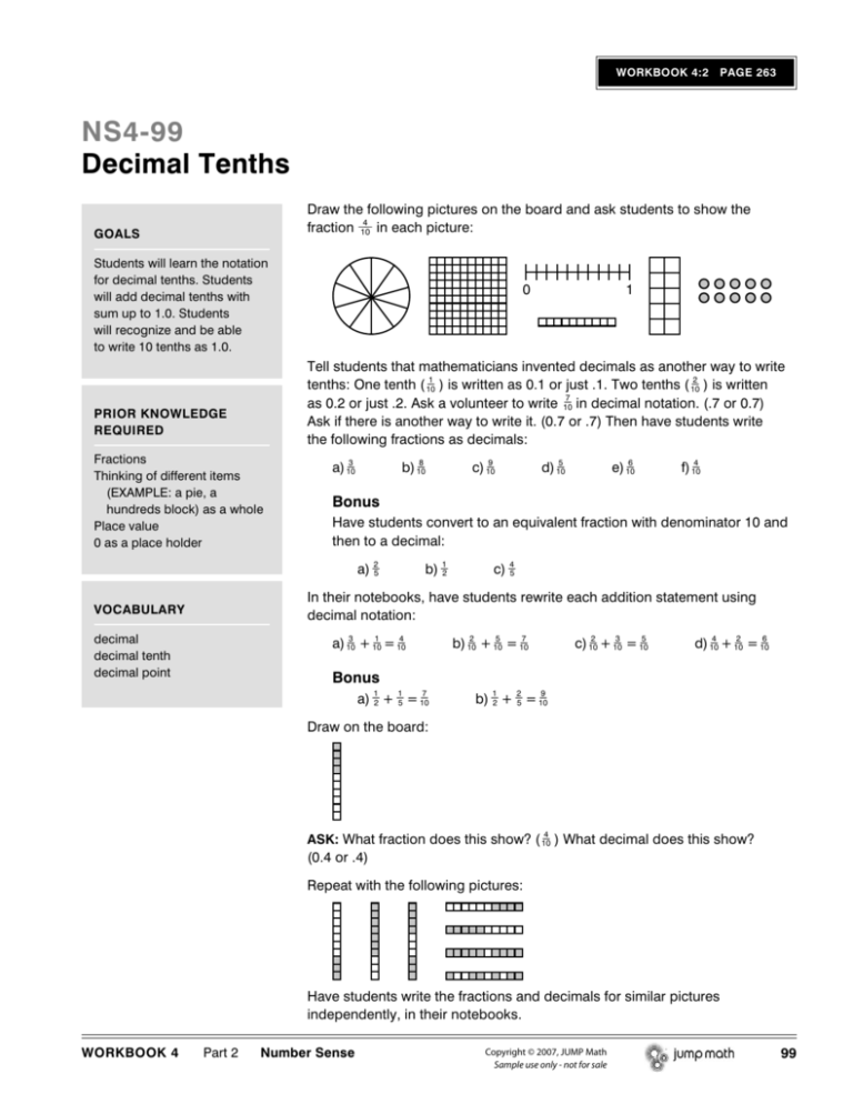 NS4 99 Decimal Tenths NS4 99 Decimal Tenths