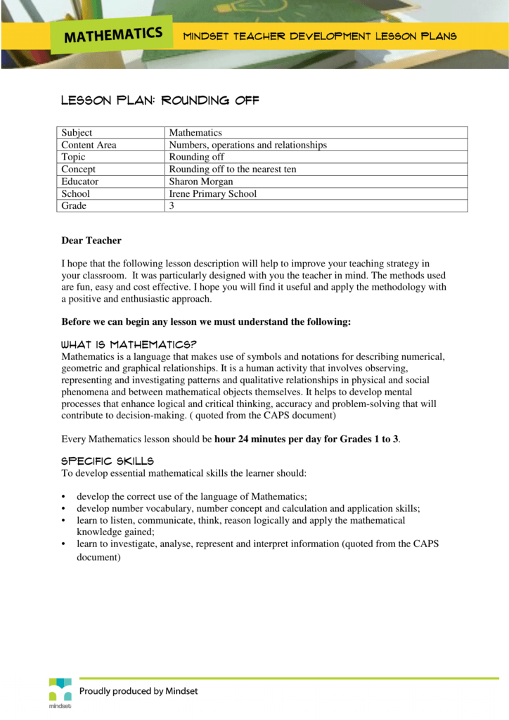 LESSON PLAN Rounding Off LESSON PLAN Rounding Off