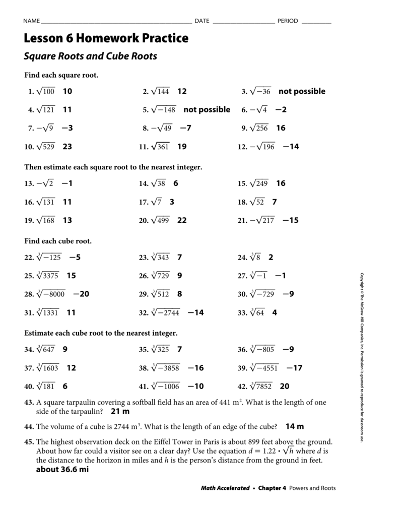Lesson 6 Homework Practice Lesson 6 Homework Practice