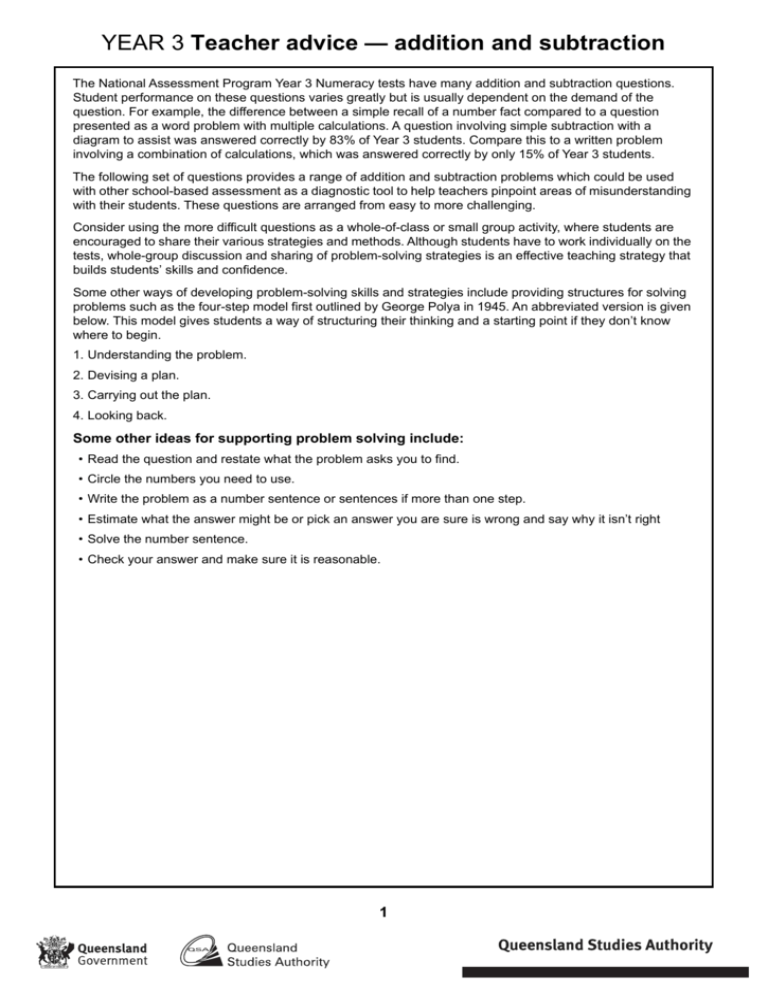 Preparation Material Year 3 Teacher Advice Preparation Material Year 3 Teacher Advice