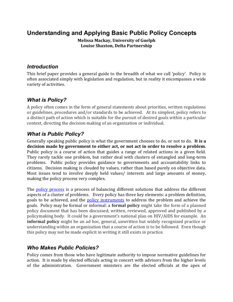 Understanding And Applying Basic Public Policy Concepts