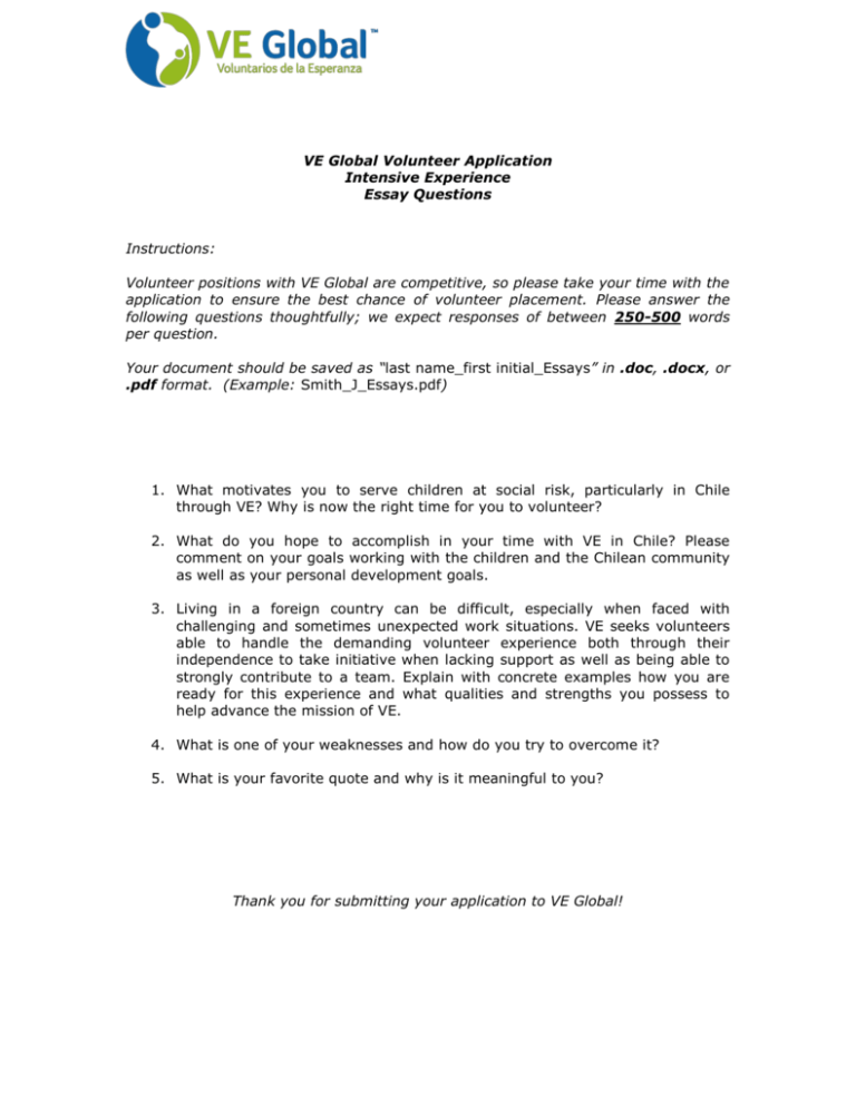 Application Essay Questions