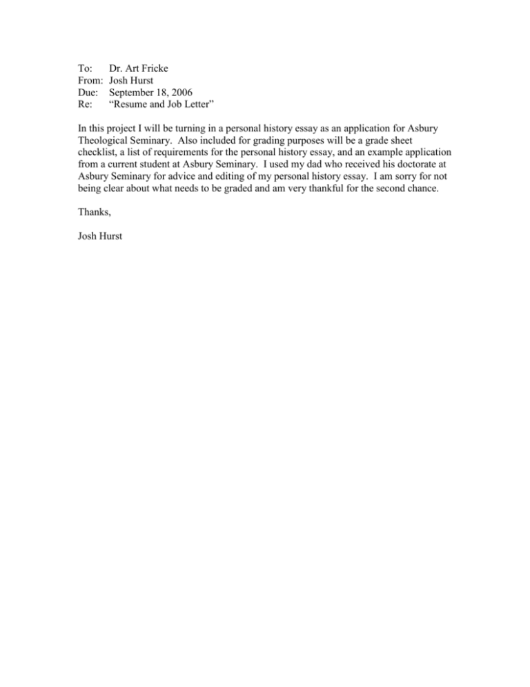 Personal History Essay