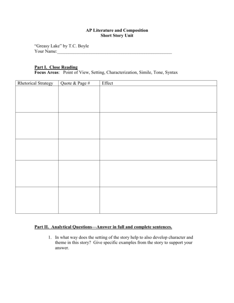 AP Literature And Composition AP Literature And Composition