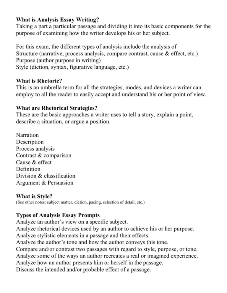 What Is The Analysis Essay 